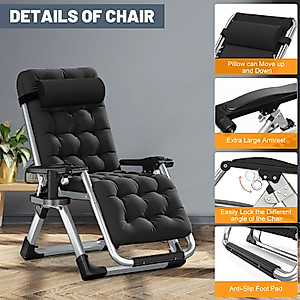 LILYPELLE Comfy Folding Chair, Folding Lounge Chair for Bedroom and Living Room, Folding Reclining Patio Chairs with Removable Cushion for Indoor Outdoor