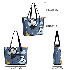 Womens Handbag Panda Patterns Leather Tote Bag Top Handle Satchel Bags For Lady