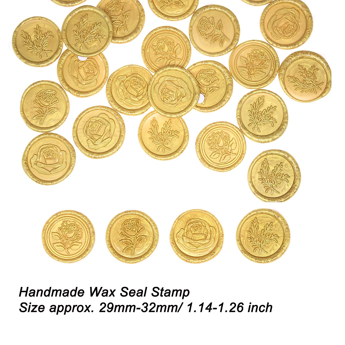 LSYGXYZ Adhesive Wax Seal Stickers, 24 Pieces Handmade Wax Seal Stamp Adhesive Stickers Gold Rose Flower Rosemary Seal Stickers for Envelopes Decorative(3 Rose Flower Styles, 1 Rosemary Style)