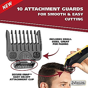 Wahl Fade Cut Corded Clipper Haircutting Kit for Blending & Fade Cuts with Extreme-Fade Precision Blades, Heavy Duty Motor, Secure-Snap Attachment Guards, & Fade Lever for Home Haircuts - Model 79445