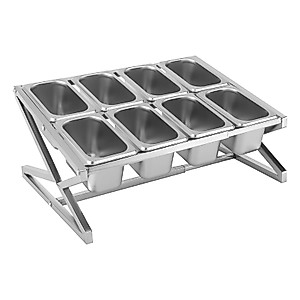 QUEMARQUE Pizza Topping Station, Double Layer Stainless Steel Seasoning Containers with Lids, 8 Compartment Trays Food Prep Station for Prepping Ingredients and Toppings