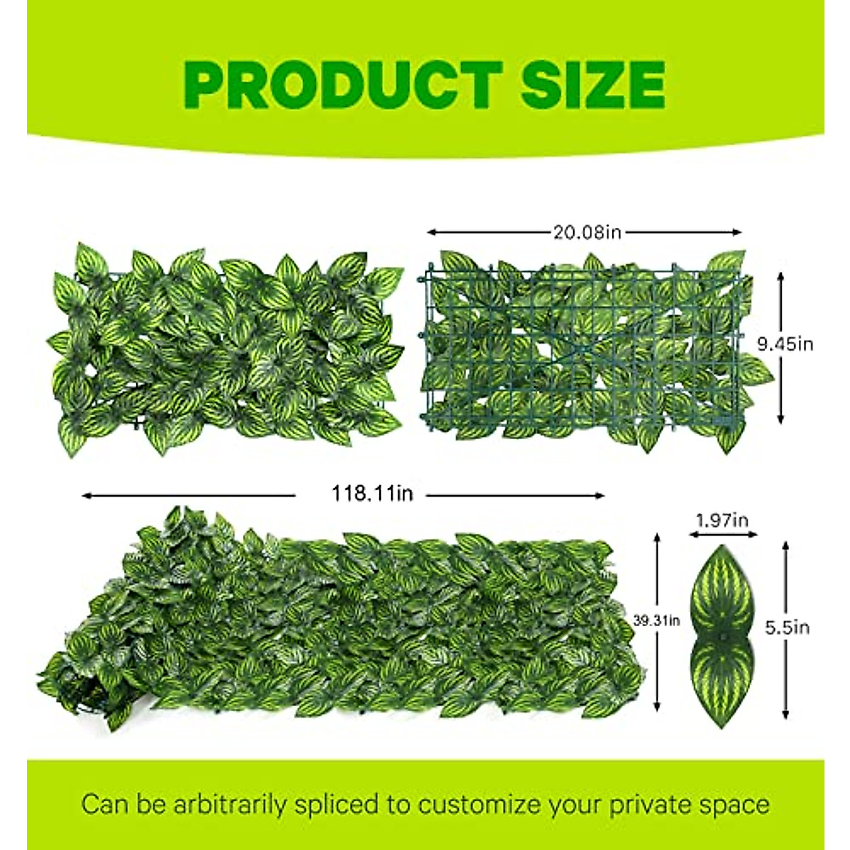 Jinwu Artificial Ivy Privacy Fence Screen,120 * 40 Inch Artificial Faux Ivy Hedge, Expandable Faux Privacy Fence with 80 pcs Zip Ties Decoration for Wall Screen, Outdoor Garden, Christmas Decor