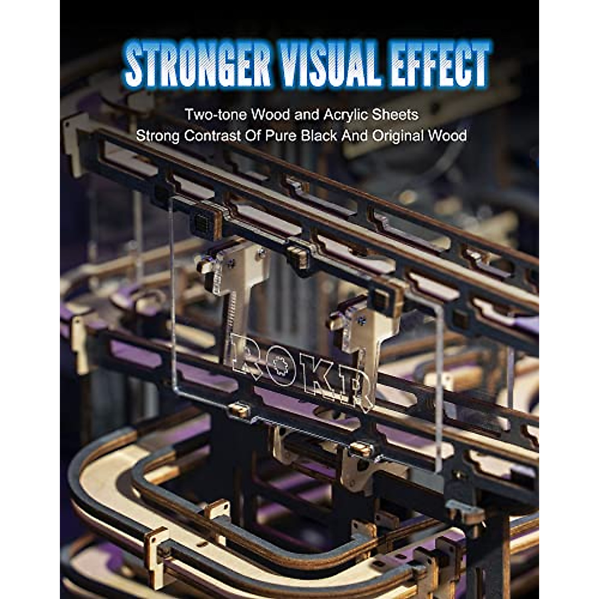 ROKR 3D Wooden Puzzles for Adults Marble Run Model Building Kit(LGA01 Marble Night City)