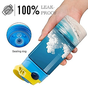 Stainless Steel Water Bottles White Beach Tropical Sea Travel Water Cups with Handle And Silicone Straw Drinking Cup with Leak Proof Lid Thermo Travel Mug for Women Men