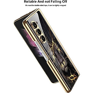 TECHY Galaxy Z Fold 5 Case - Ultra-Thin Electroplated Frame with Stylish and Elegant Patterned Glass, Designed for Samsung Galaxy Z Fold 5 Protection, Purple Pink