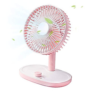 SmartDevil 6.5“ Small Desktop Fan, Personal Desk Fan With Storage Function, 2600 mAh Battery Operated Table fan, Smart Timing Function, Stepless Speed Regulation, for Home, Office, Bedroom, Pink