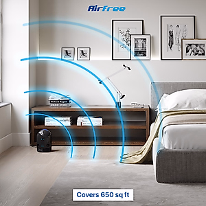 Airfree 3000 Plus Filterless Silent Air Purifier Destroys Mold, Allergens, Prevents Mildew. Remote, App & Alexa Controlled Air Sterilizer booster and Top Lights. 650 sq ft, Black.