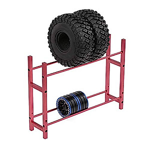 Facibom Tire Rack Storage Garage Organizer for TF2 SCX10 D90 TRX4 1/10 RC Car Truck Crawler Tires,Black