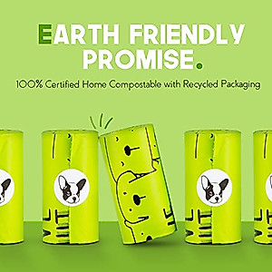 100% Certified Home Compostable Dog Poop Bags with Handles - 10% to Charity - ASTM D6400 & EN 13432 Compliant Large Poop Bags - 240 Bags - 8 x Rolls of Plant Based X Large Compostable Poop Bags