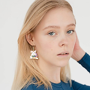 Easter Earrings for Women Enamel Colorful Bunny Egg Drop Dangle Earrings Cute Stylish Spring Earrings (9pcs easter dangle)