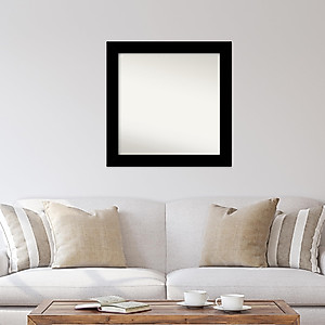 Amanti Art Black Bathroom Mirror for Over Sink, 32x32 Basic Black Square Vanity Mirror, Large Casual Wood Frame, Hangs Horizonally and Vertically, Bathroom Wall Decor, Non-Beveled Edge from WI, USA