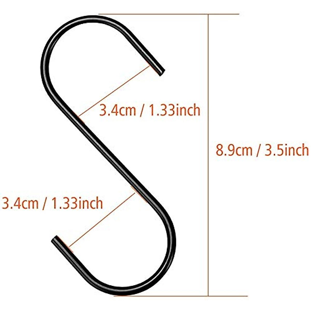HYPYRANOW 50 Pack Black S Hooks Steel S Hanging Hooks Heavy Duty S Hanger Hook Metal Kitchen Pot Rack Hooks Closet Hooks Plants Hooks for Hanging Pot, Pan, Cups, Plants, Bags, Jeans, Towels
