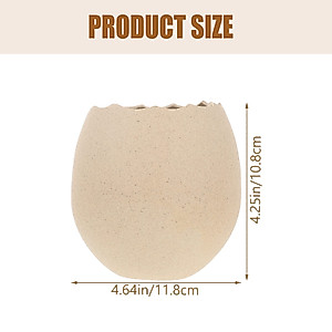 Angoily Dessert Bowl Salad Bowl Dinosaur Egg Shape Bowl Ceramic Ice Cream Bowls Decorative Pudding Cup Cute Eating Bowl Small Snack Bowls Flower Vase Pencil Holder Khaki 1