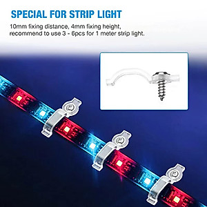 100 Pack Strip Light Mounting Bracket,Transparent Fixing Clips for 10mm Wide IP65 Waterproof 5050 LED Strip Light,One Side Fixing,100 Screws Included