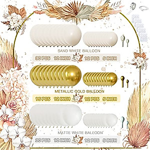 Sand White Ballons Garland, Blush Balloon Garland, Boho Beige Balloon Garland,Retro Sand White Chrome Gold Natural Balloons Decoration, Beige Gold Balloon Arch for Baby Shower Birthday Decorations