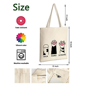 AUSVKAI Canvas Tote Bag Aesthetic for Women, Cute Cat Reusable Cloth Cotton Bags for Shopping college Beach Trendy Gifts