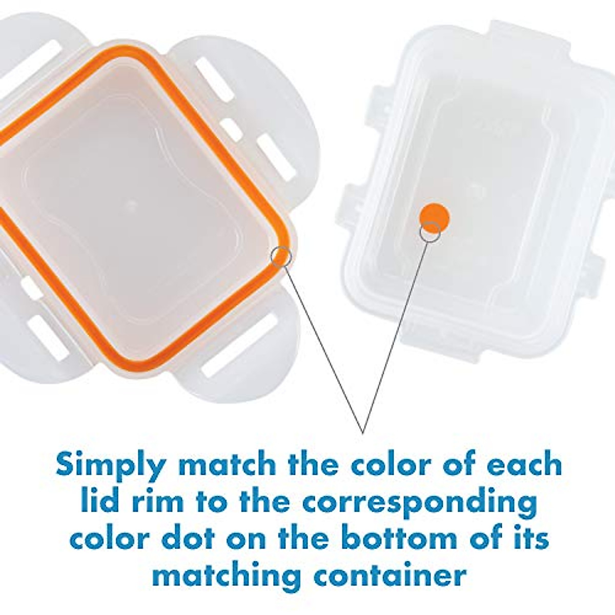 LocknLock Easy Essentials Color Mates Food Storage lids/Airtight containers, BPA Free, 36 Piece, Clear