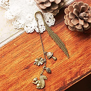 JHAILING Bookmarks for Women Leaf Metal Book Lovers Beautiful Unique Personalized Squirrel Bookmark with Gift Box for Adults for Teachers Man Kids Reader School Office Gifts