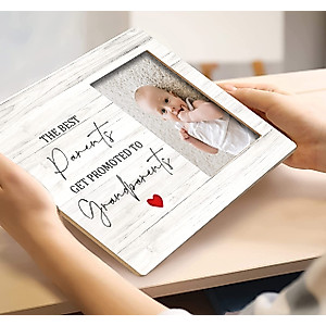 SRADMO Grandparents Picture Frames,Grandkids Photo Frame,The Best Parents Get Promoted To Grandparents Picture Frame,Baby Grandpa Grandma Photo Frame 8x10,Grandparents Baby Announcement Gifts（White-2）