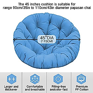 Papasan Chair Cushion, 45 in Overstuffed Thickened 9LB Water Resistant Papasan Cushion for Egg Swing Hanging Rattan Swivel Chair Used Indoor or Outdoor as Pet Floor Meditation Cushion