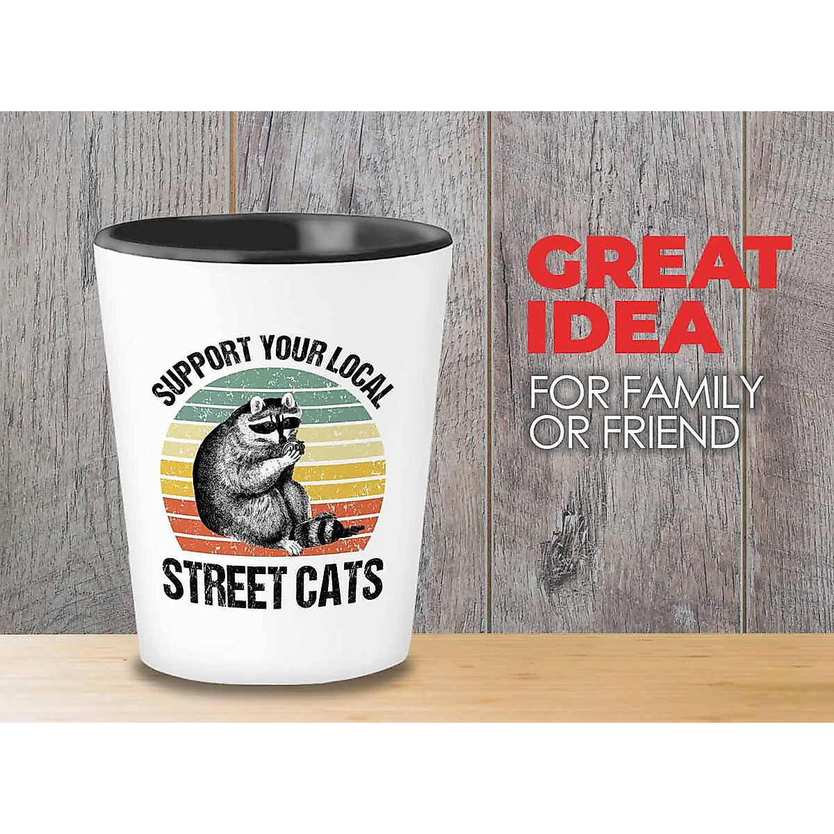 Bubble Hugs Pet Owner Shot Glass 1.5 oz - Support Your Local Street Cats - Sarcasm Trash Panda Racoon Cat Lover Funny Animal Scotish Kitty British