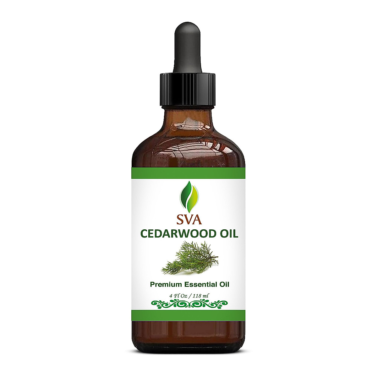 SVA Cedarwood Essential Oil – 4 Fl Oz – 100% Natural Cedar Juniperus Mexicana Oil - for Diffuser, Hair Care, Face, Skin Care, Aromatherapy, Scalp and Body Massage, Soap and Candles – with Dropper