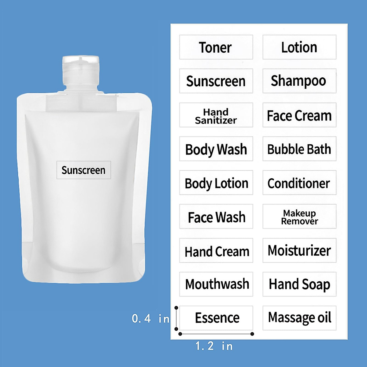 TUZAZO 15pcs Travel Pouches for Toiletries, TSA Approved, Refillable Empty Travel Size Containers, Small Squeeze Pouches Travel Bottles for Shampoo Conditioner Lotion Soap Liquids