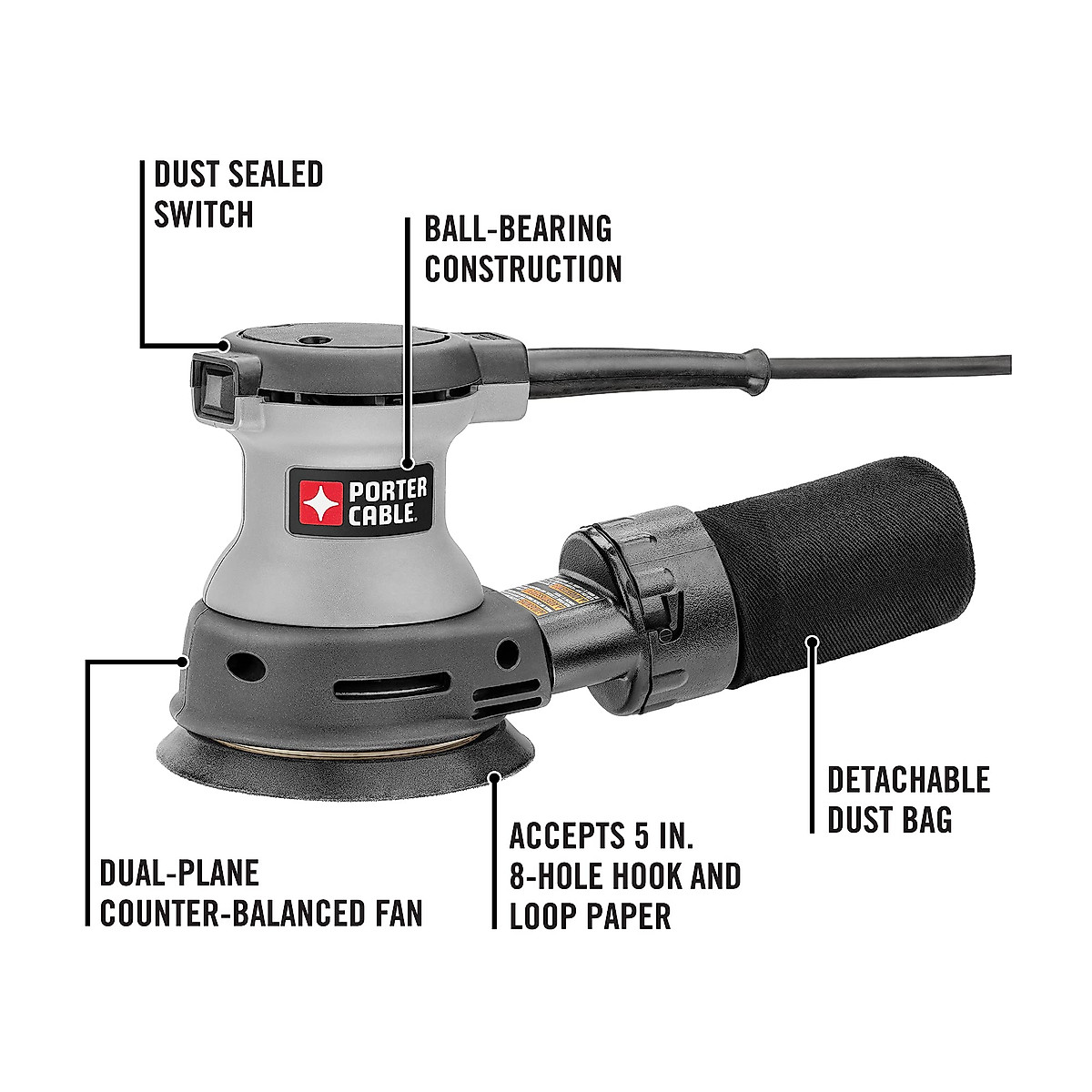 PORTER-CABLE Random Orbit Sander, 5-Inch (382)