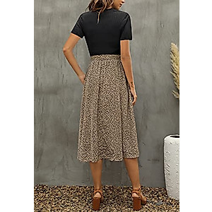 Zattcas Ribbed Midi Dress for Women Work Teacher Dress with Sleeve Black S