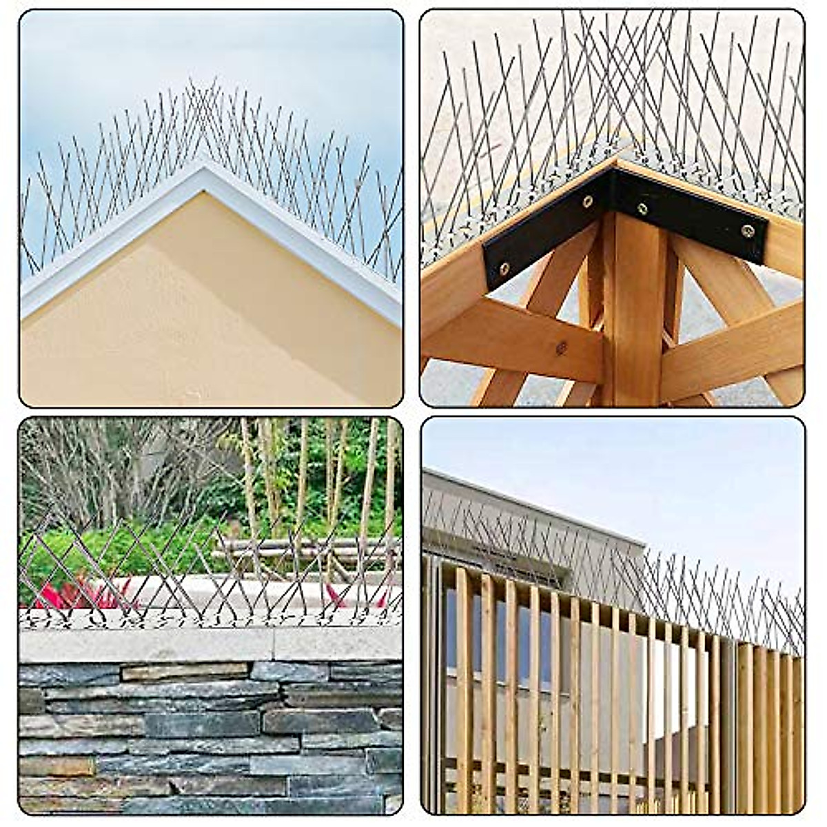 QIEGL Bird Spikes Stainless Steel for Pigeons Small Birds Anti Bird Spikes Bird Deterrent Spikes Sparrow Fence Spikes Cover 10 Feet (10 Pack Uninstalled)