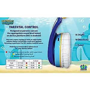 eKids Baby Shark Headphones for Kids, Wired Headphones for School, Home or Travel, Tangle Free Toddler Headphones with Volume Control, 3.5mm Jack, Includes Headphone Splitter