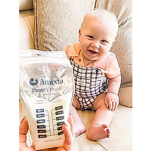 Ameda Pump'N Protect Breastmilk Storage Bag 6oz, 100pc, Baby Essentials, Breastfeeding Supplies, Resealable Breast Milk Storage Bags for Refrigerator or Freezer, BPA Free