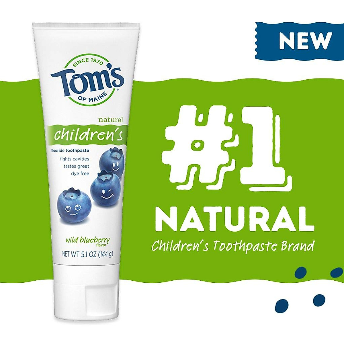 Tom's of Maine Natural Kid's Toothpaste, Wild Blueberry, 5.1 oz.