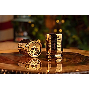 2A 50 Cal Brass Ceramic Shot Glasses - Set of 2 - Engraved 2A