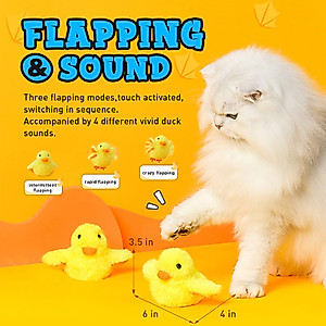BuntyJoy Flapping Duck Cat Toys, Interactive Cat Toys for Indoor Cats Kitten Exercise, Fluffy Plush Chirping Cat Toys, Cat Kicking Catnip Toys