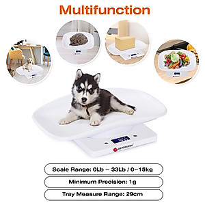 Digital Pet Scale | Newborn Pet Weighing | Inclue 15 Color Newborn Puppy Collars | 6 Record Keeping Charts | Fast Digital Pet Thermometer (PET-S01)