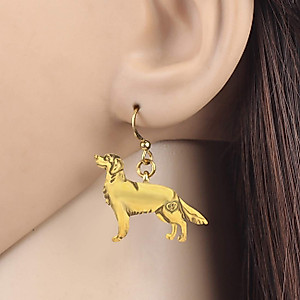 DUOWEI Dainty Golden Retriever Dog Earrings Vintage Dangle Drop for Women Teens Girls Aesthetic Jewelry Gifts (Gold Plated Golden Retriever)