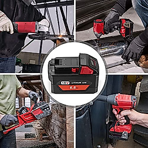 2Packs 6500mAh M18 Battery Compatible with Milwaukee 18V Battery for 48-11-1820 48-11-1850 48-11-1828 48-11-10 48-11-1815 48-11-1852 48-11-1822 48-11-1811 48-11-1840 Cordless Power Tools Batteries