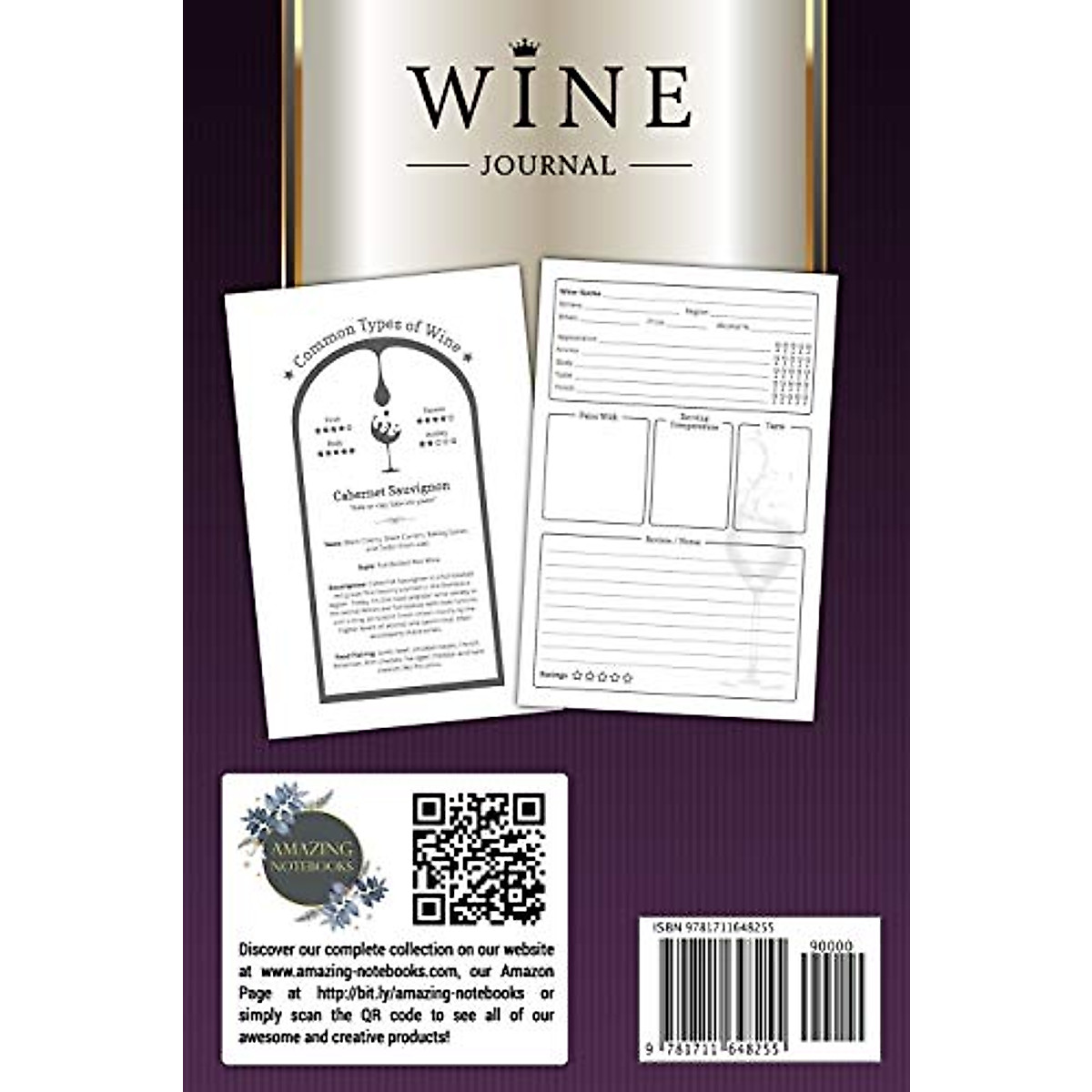 Wine Journal: Wine Tasting Notebook & Diary | Glass of Champagne and Purple Design (Gifts for Wine Lovers)