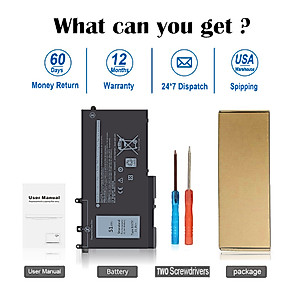 93FTF Battery Replacement for Dell Latitude 5580 5480 5490 5590 5280 5290 5288 5488 5591 5491 5495 E5480 E5580 E5490 E5590 Precision 3520 3530 D4CMT 083XPC 83XPC 4YFVG 451-BBZG 451-BBZT 51Wh 11.4V
