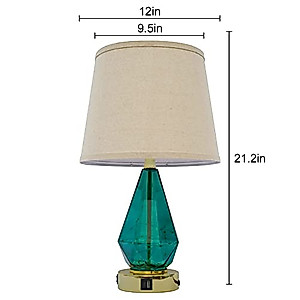 YUNHONG Modern Glass Table Lamp Set of 2,Bedside Lamp with Super Fast Charger 20W PD QC 3.0 USB C+A, 3 Way Dimmable Touch Lamps with Fairy Lights, Nightstand Lamps for Bedroom Living Room