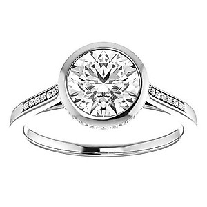 Mois 3.30 CT Moissanite Round Engagement Ring and Wedding Ring Bridal Set in Sterling Silver, colorless Moissanite, VVS1 Clarity, Sizes 4 to 11, Bezel Set for Her (7.5)