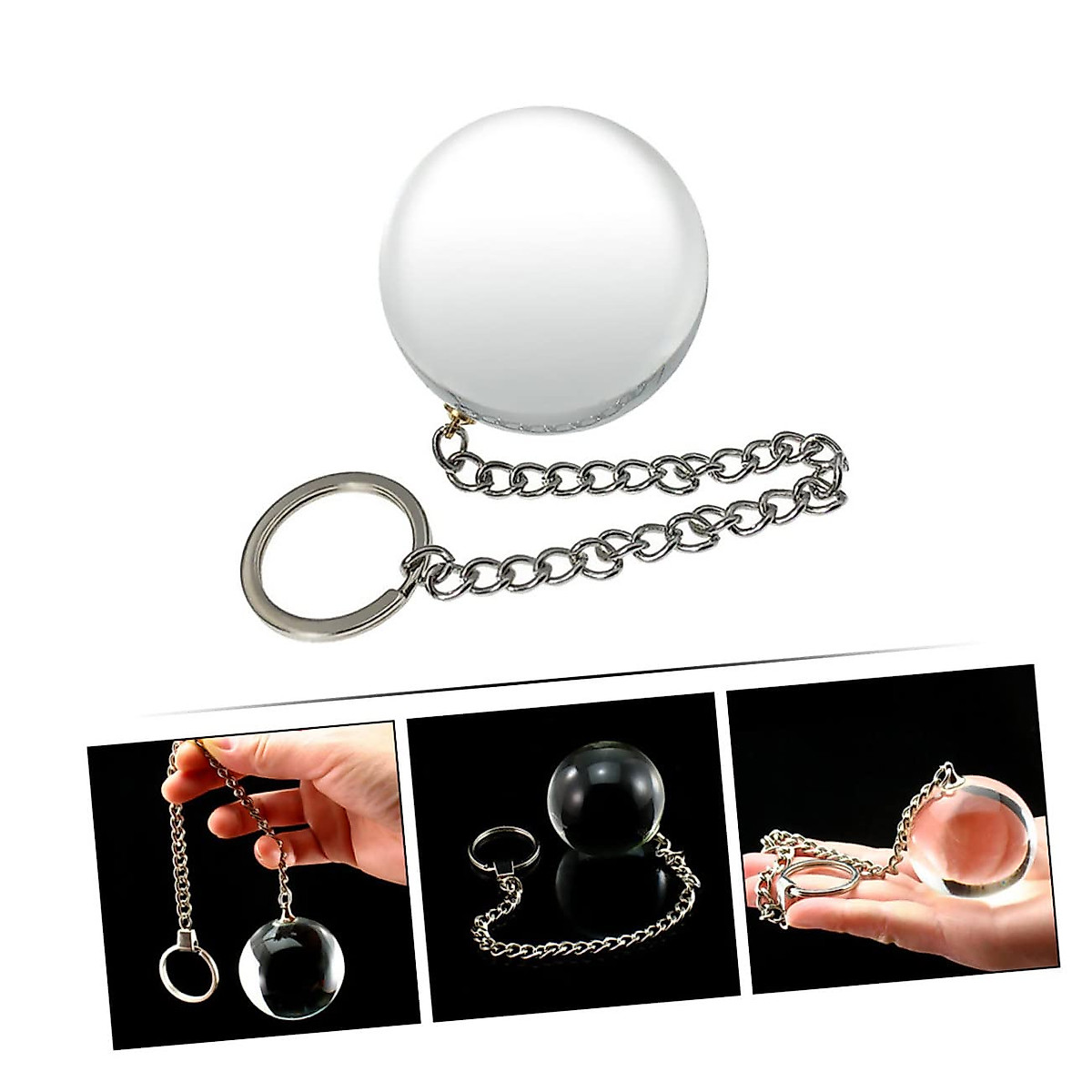 BESPORTBLE Hypnotic Crystal Ball Clear Spiritual Ball Multi-use Crystal Ball Hanging Adorn Spiritual Gemstone Swinging Pendulum Chain Decor Stainless Steel Health Supplies Hypnosis