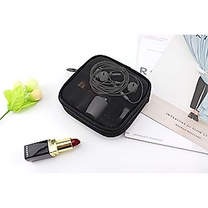 Patu Mesh Travel Toiletry Bag, Transparent Standing Pouch, Portable Shaving Washing Kits Organizer, Personal Care Trip Case, Pack of 2 (Size S), Black