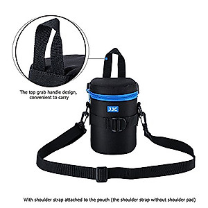 JJC Deluxe Lens Case Pouch for Canon EF-S 18-135mm/17-55mm/17-85mm/55-250mm/24-70mm f4L,Nikon AF-S 18-200mm/18-105mm/100-300mm/55-200mm,Sony E 55-210mm and Other Lens Below 3.14" x 5.31"(D x L)