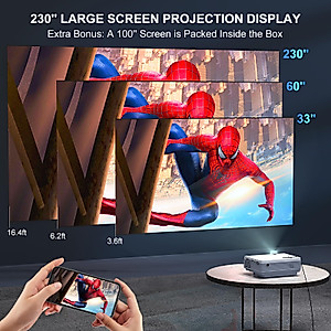 Projector with WiFi and Bluetooth, 2022 Upgraded 5G WiFi Projector Native 1080P HD 4K Supported, FUDONI Outdoor Projector with Screen, Portable Home Projector for HDMI, USB, Laptop, TV Stick, Phone