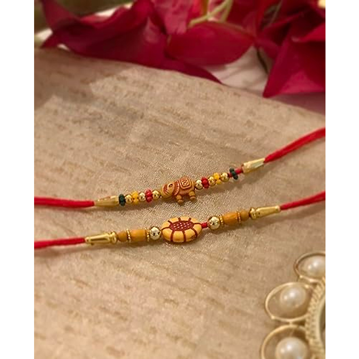 Rakhi For Brother Set of 2 With Greeting Card, Beautiful Designer Raksha Bandhan Rakhi Gift Set For Brother Bhaiya Bhai Bro, Traditional Indian Style Rakshbandhan Rakhi Gifts For Brother