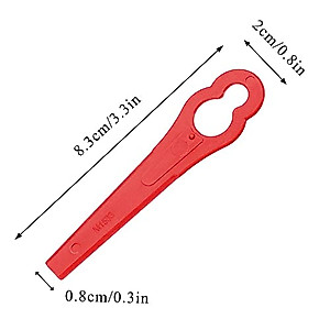 Aoerway Grass Blades Replacement Pack of 100 Plastic Red Strimmer Blades 83mm for Lawn Mower Home Garden Tool