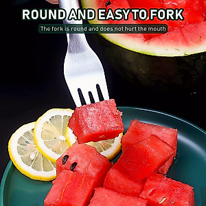 Generic Watermelon Fork Slicer Cutter,Portable Stainless Steel 2-in-1 Watermelon Fork Slicer, Watermelon Cutter Slicer Tool Fruit Forks Slicer for Home Party Camping Kitchen Gadget(2pcs), dsf451
