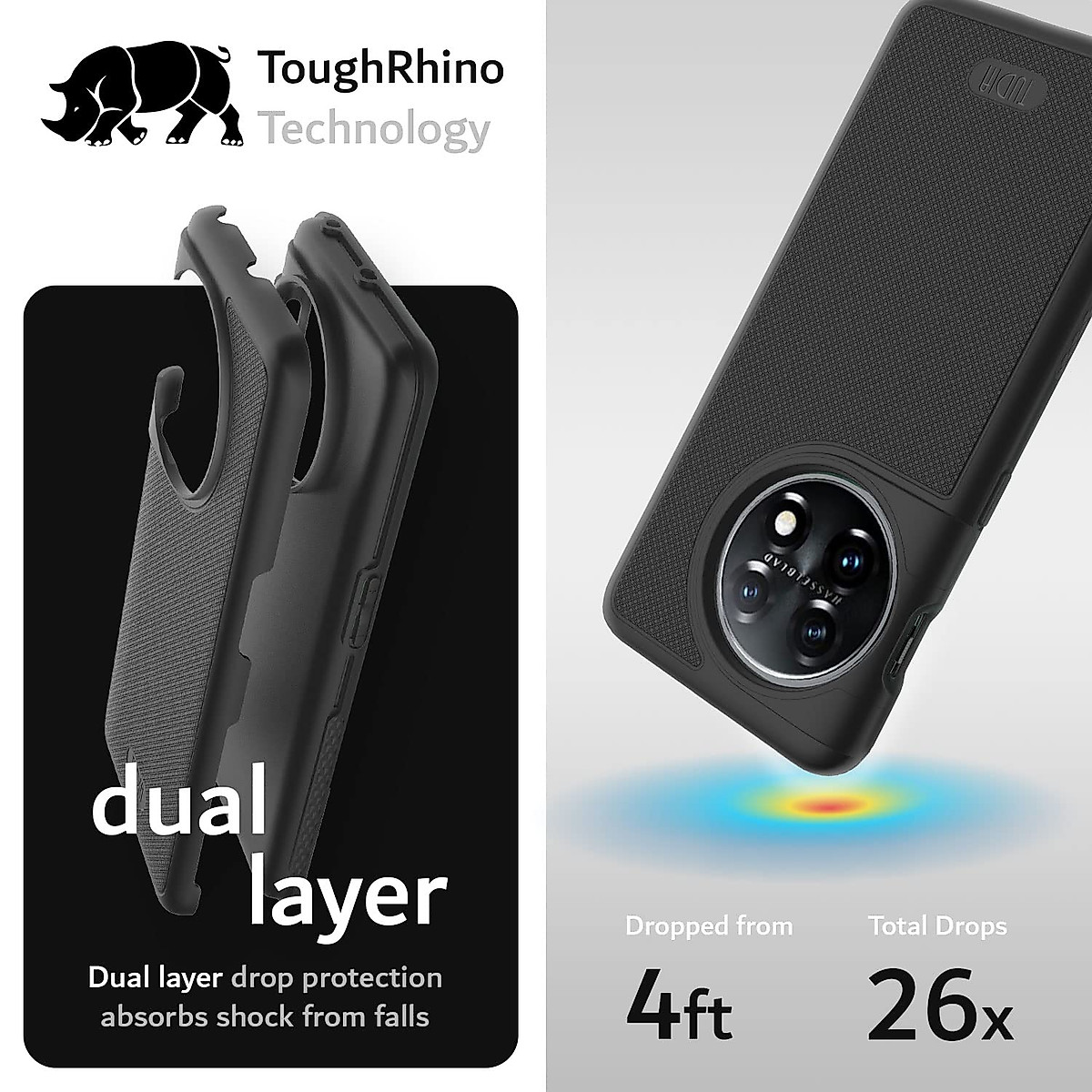 TUDIA DualShield Grip Designed for OnePlus 11 Case 5G (2023), [MergeGrip] Dual Layer Shockproof Slim Military Grade Non-Slip Tough Heavy Duty Protective Phone Case Cover - Matte Black